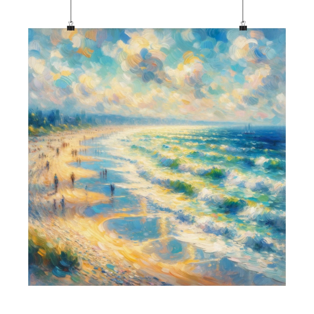 Beach Poster Impressionist Tropical Scenery Nature Decoration Cloudy ...