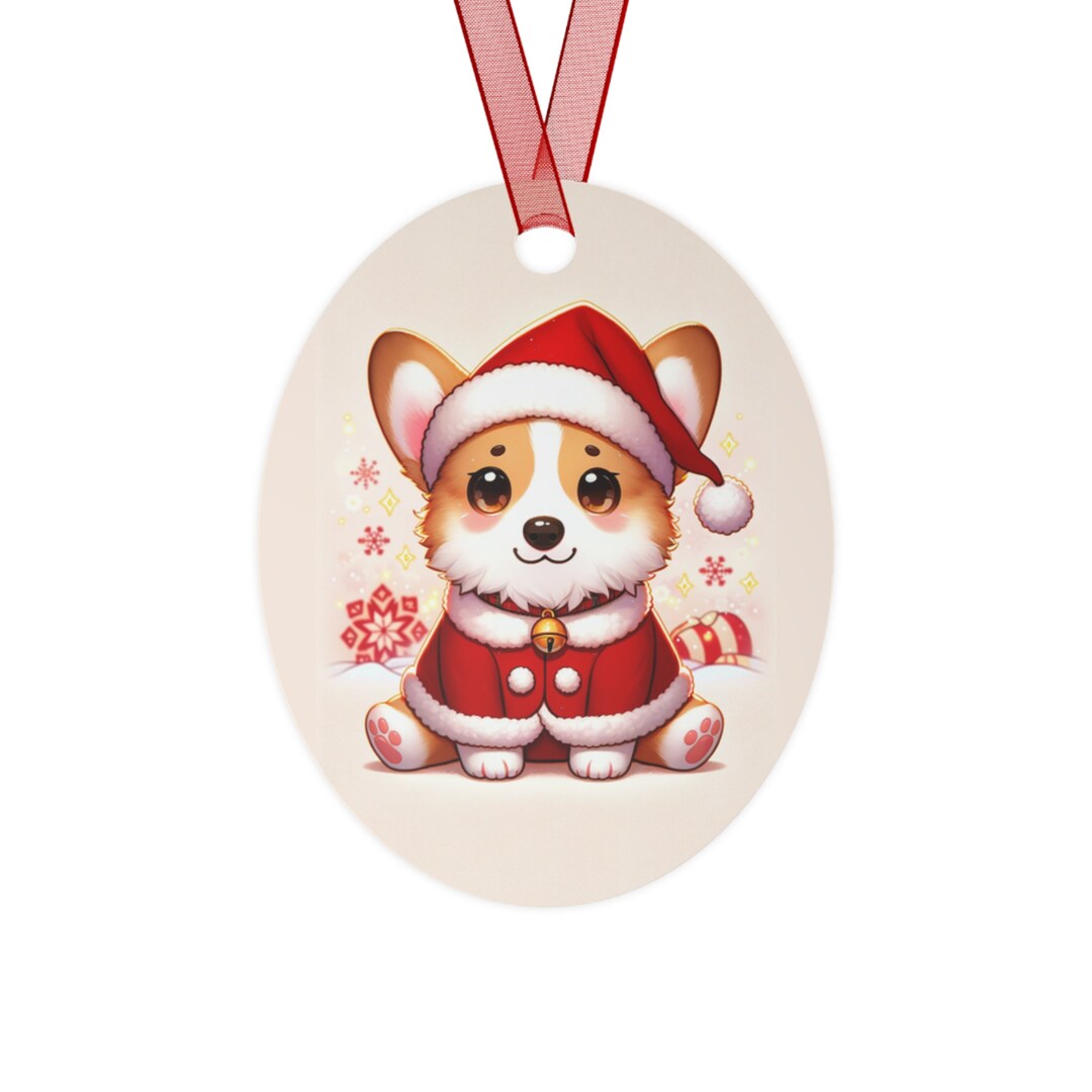 Corgi Santa Christmas Ornament - Kawaii Cute Corgi in Santa Costume ...