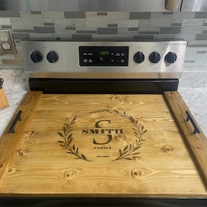 Personalized Noodle Board Stove Cover - Frame Leaf Monogram | CNC Cut ...