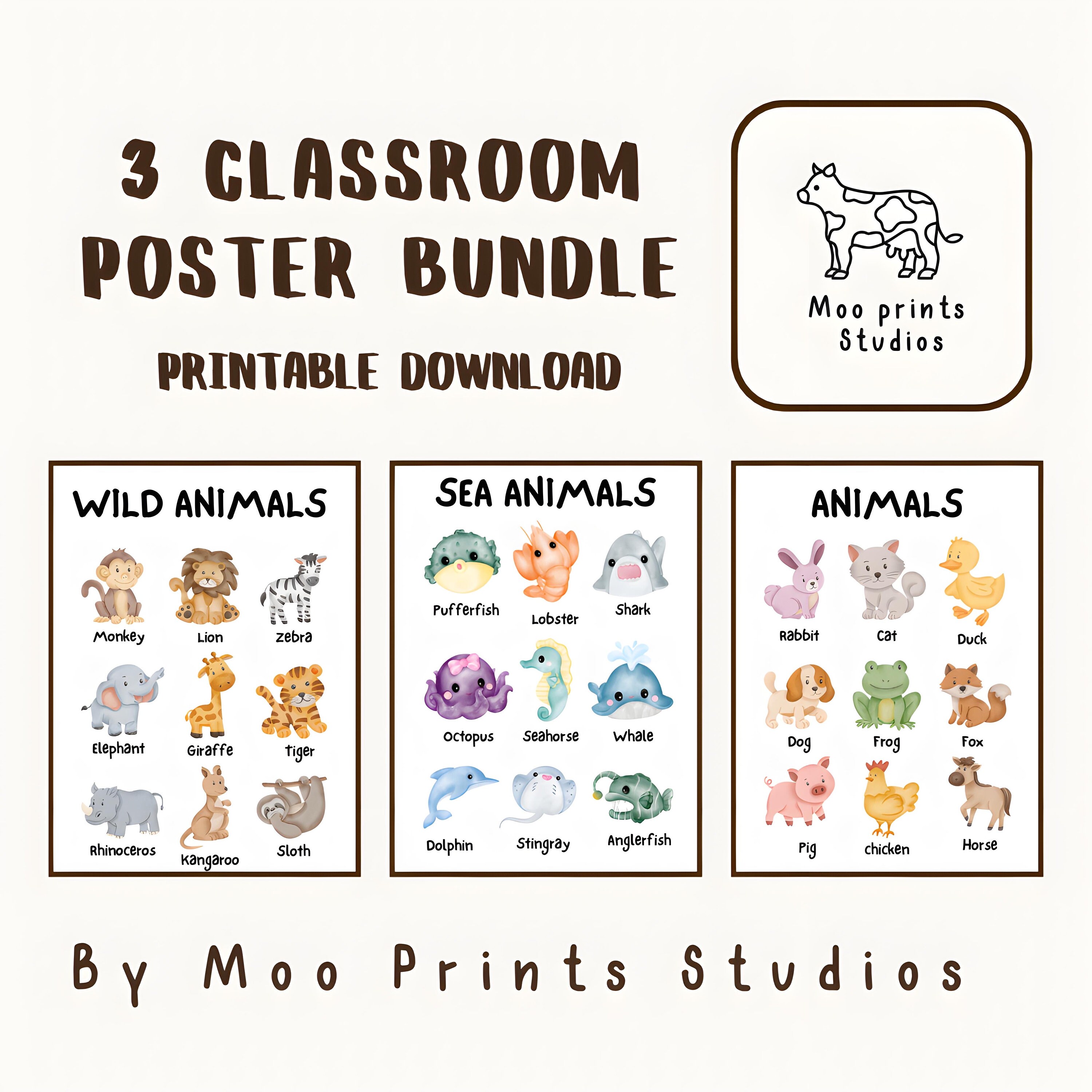 PRINTABLE Classroom Posters Animal Classroom Display Boho - Etsy