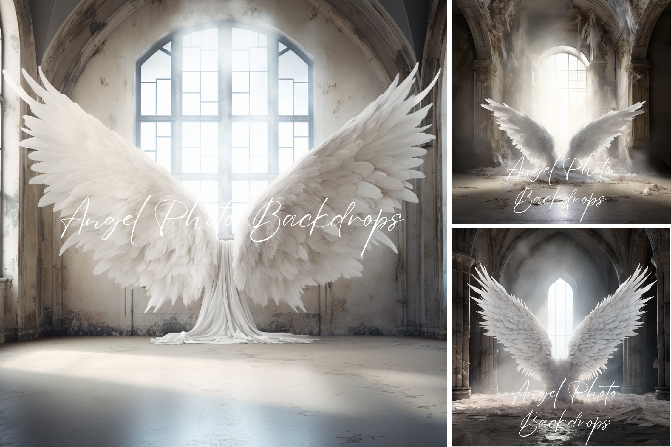 15 GRUNGE ANGEL WINGS Digital Backdrops, Maternity Wedding Mommy N Me ...