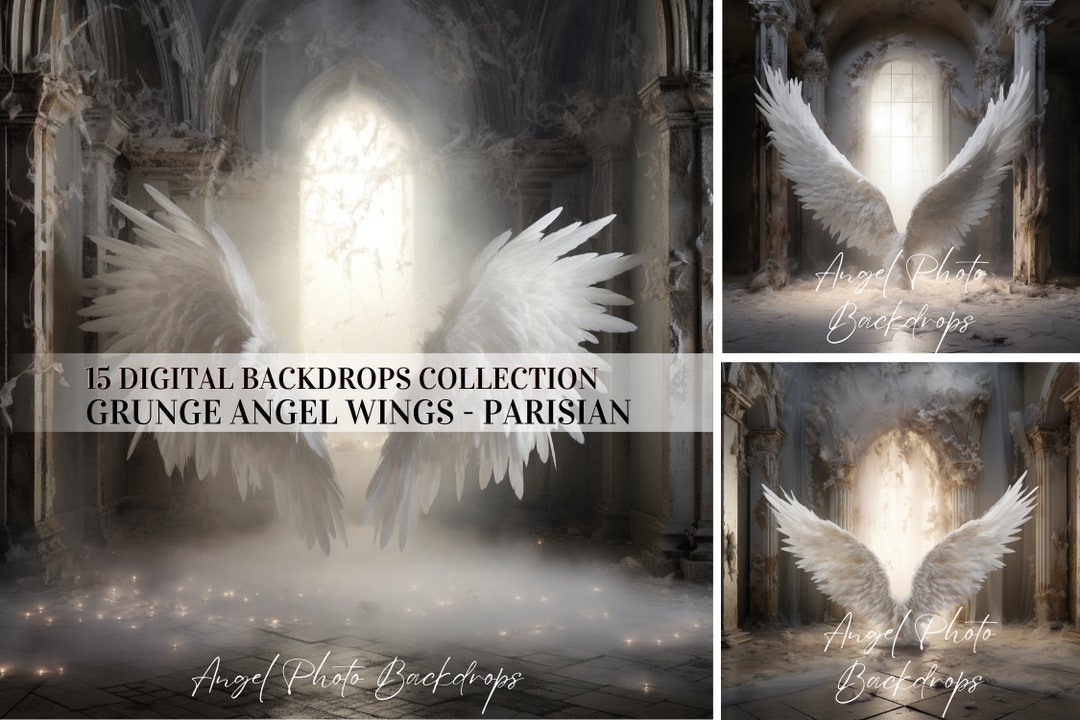 15 GRUNGE ANGEL WINGS Digital Backdrops, Maternity Wedding Mommy N Me ...