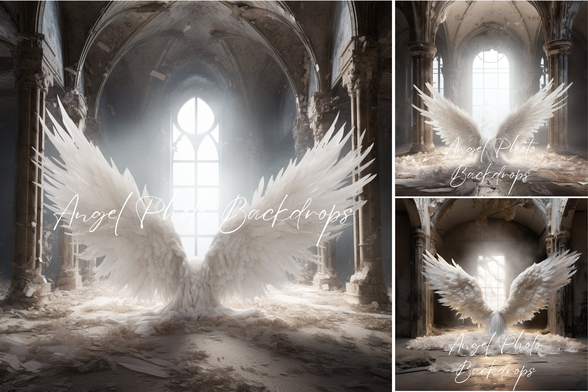 15 GRUNGE ANGEL WINGS Digital Backdrops, Maternity Wedding Mommy N Me ...