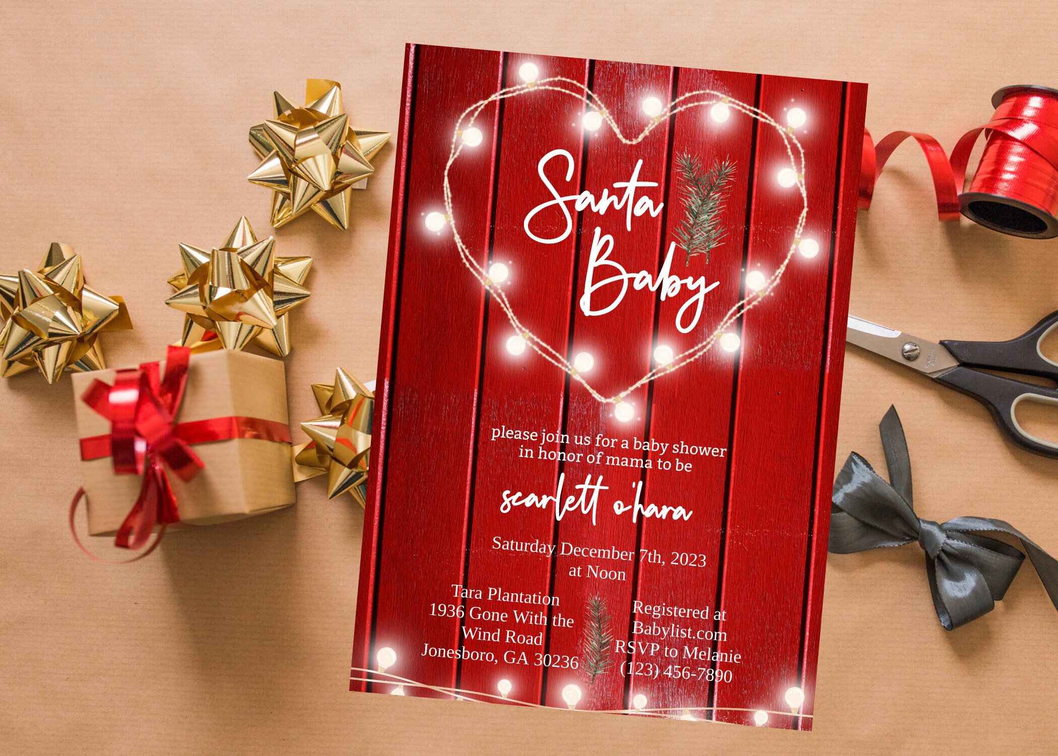 Santa Baby Shower Invitation Package, Christmas Baby Shower, Baby ...