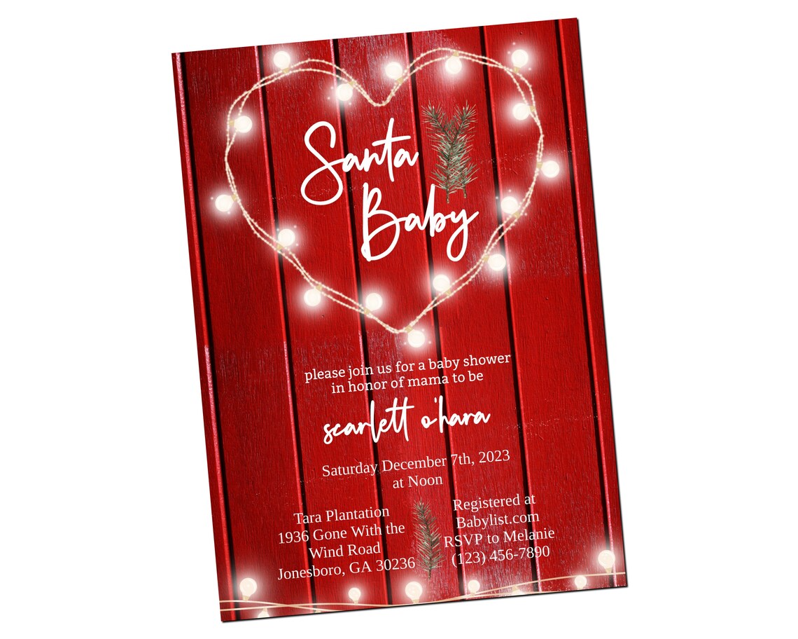 Santa Baby Shower Invitation Package, Christmas Baby Shower, Baby ...