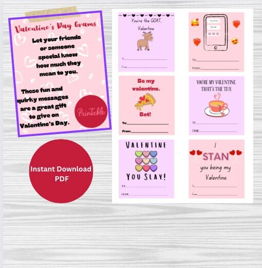 PRINTABLE Valentine Grams Gen Z Slang - Etsy Ireland