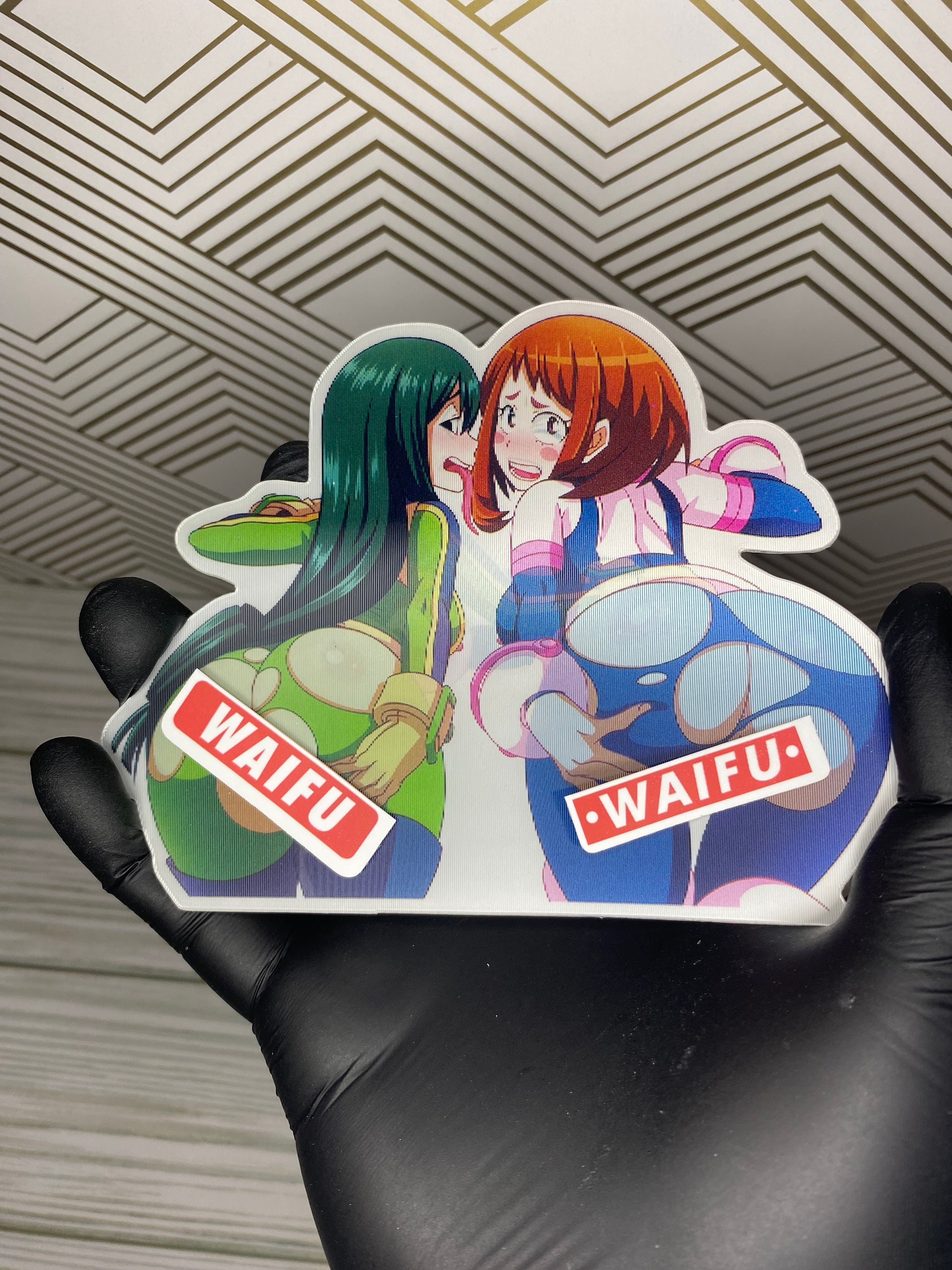 My Hero Academia Tsuyu Asui Ochaco Uraraka Waifu 3d Lenticular Etsy