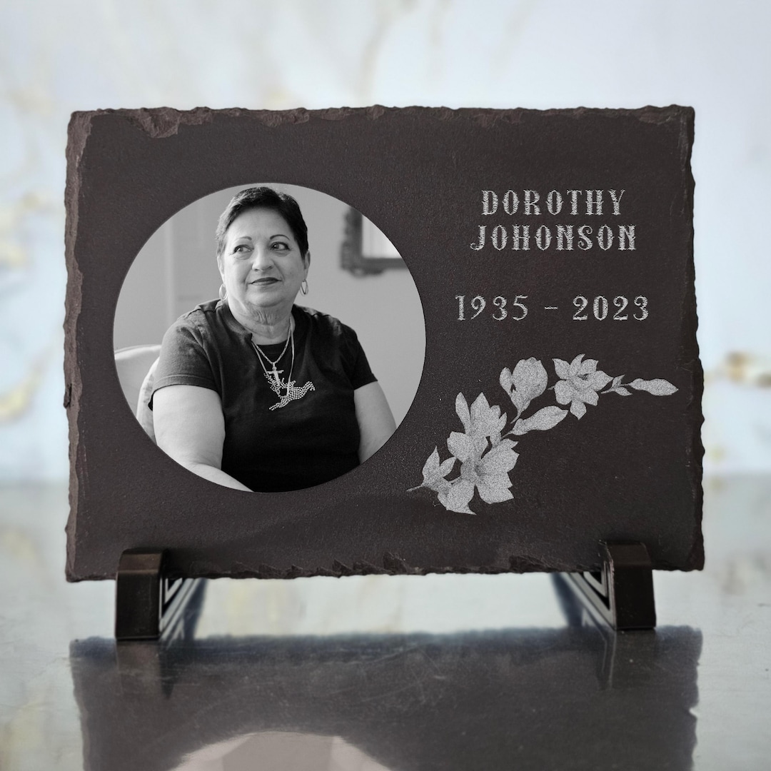 Custom Photo Memorial Slate, Picture + Engravement, Slate Rock, in ...