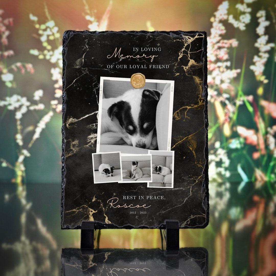 Custom Photo Memorial, Slate Rock, Pet Gift, Personalized Photo Plaque ...