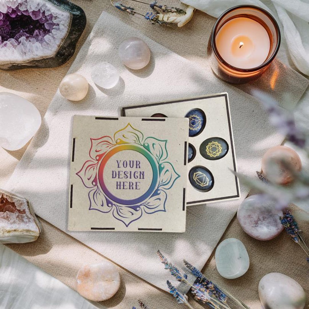 Personalized Meditation 7 Crystal Chakra Set Gift Box, Custom Engraved ...