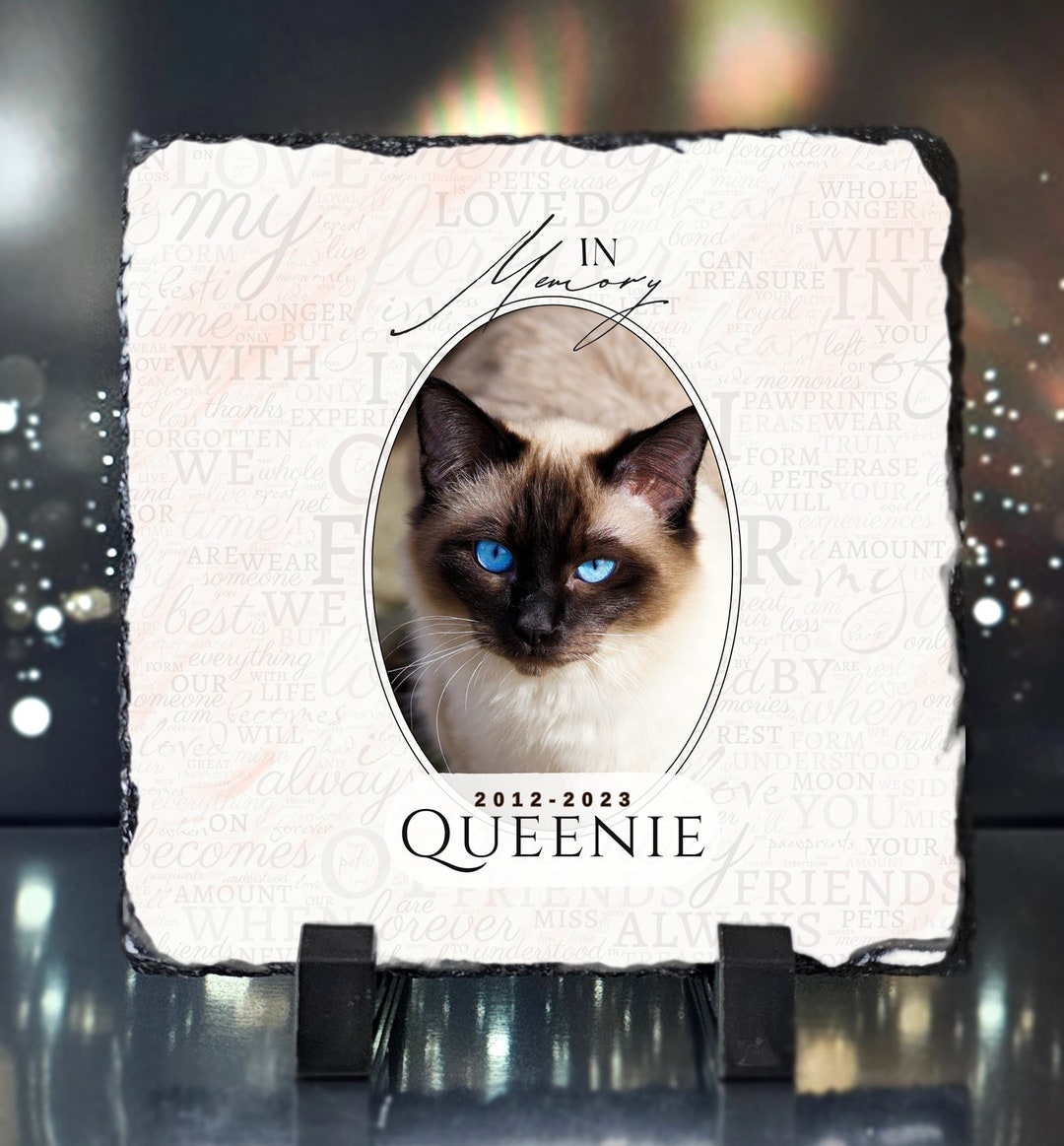 Custom Cat Memorial, Slate Rock, Pet Gift, Personalized Photo Plaque ...