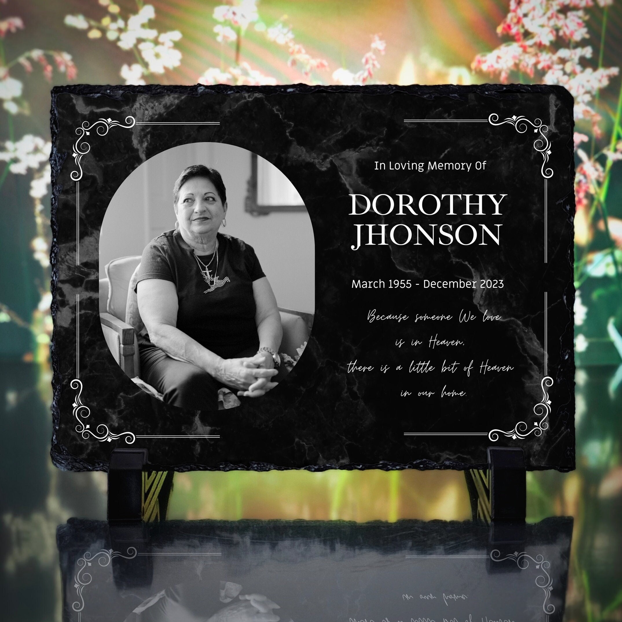 Custom Photo Memorial, Slate Rock, in Loving Memory, Custom Plaque ...