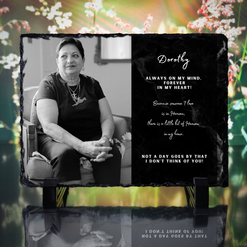 Custom Photo Memorial, Slate Rock, in Loving Memory, Custom Plaque ...