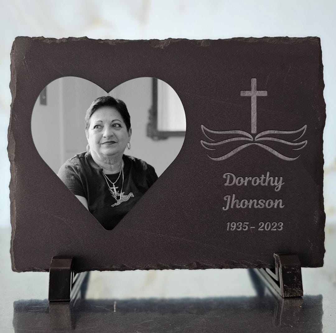 Custom Picture + Engravement, Photo Memorial Slate, Slate Rock, in ...