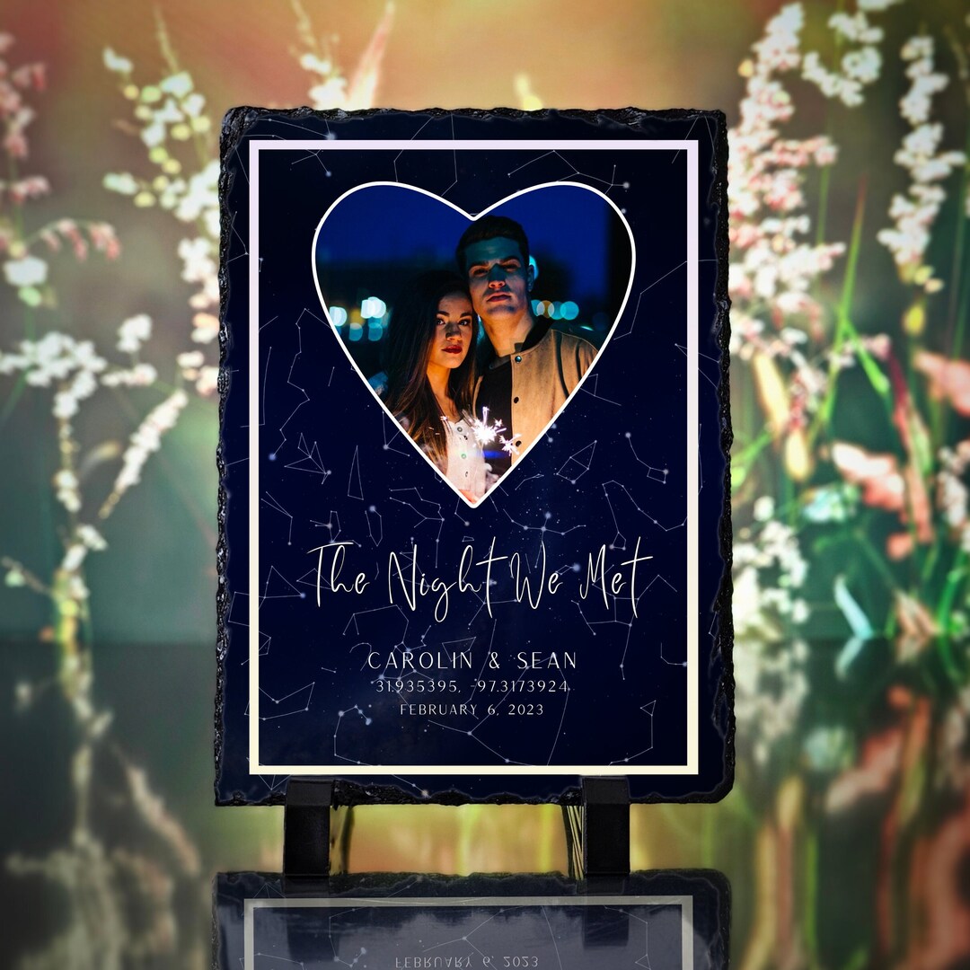 Custom Star Map, Anniversary Gift, Natural Rock Photo Slate ...