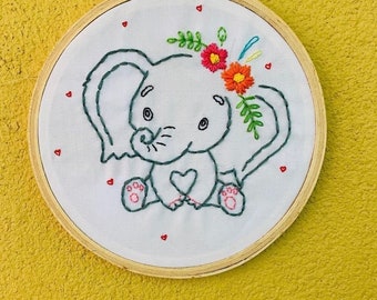 Baby Elephant Appliqué and Filled Embroidery Design for 4x4, 5x7, and ...
