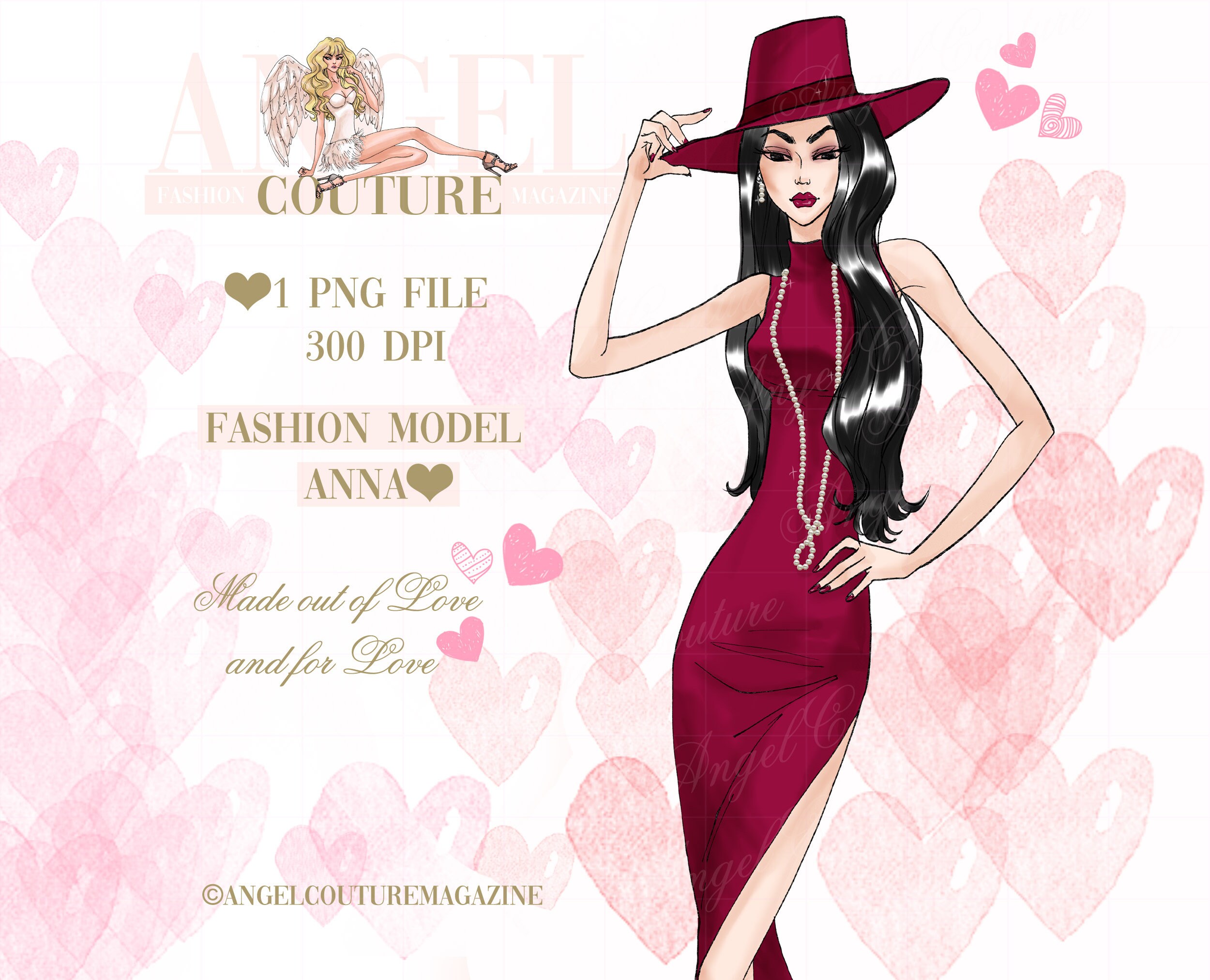 Autumn Girl Clip Art, Girl in Red Dress and Hat Illustration - Etsy