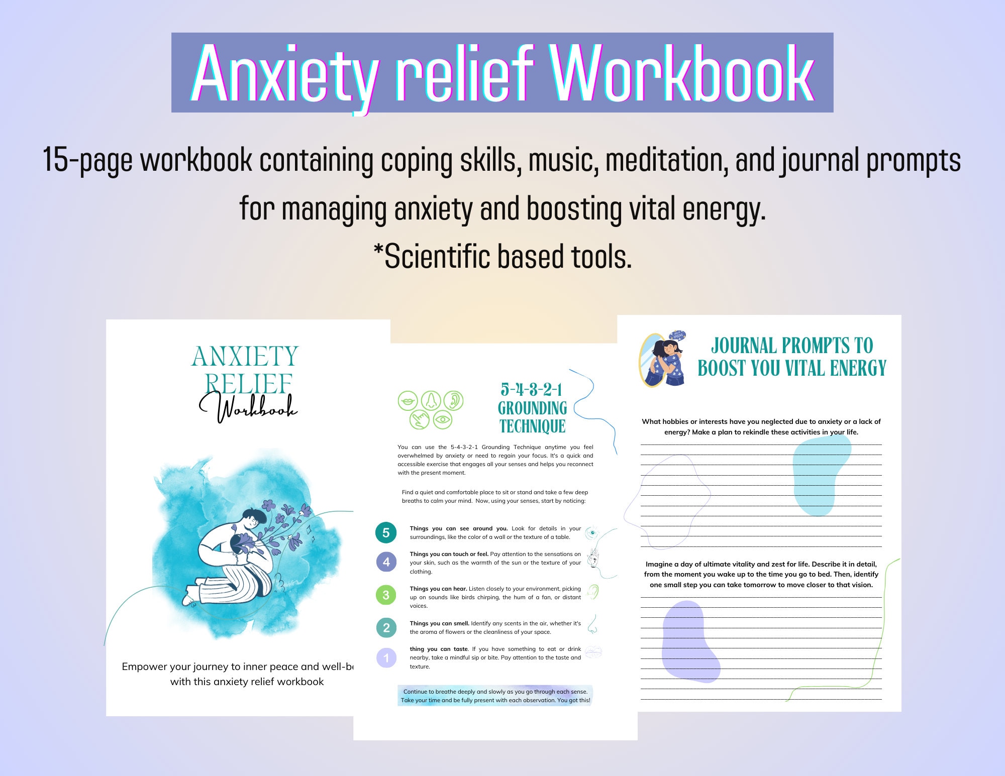 50 Anxiety Affirmation Cards & Workbook | Therapy Tools for Anxiety ...