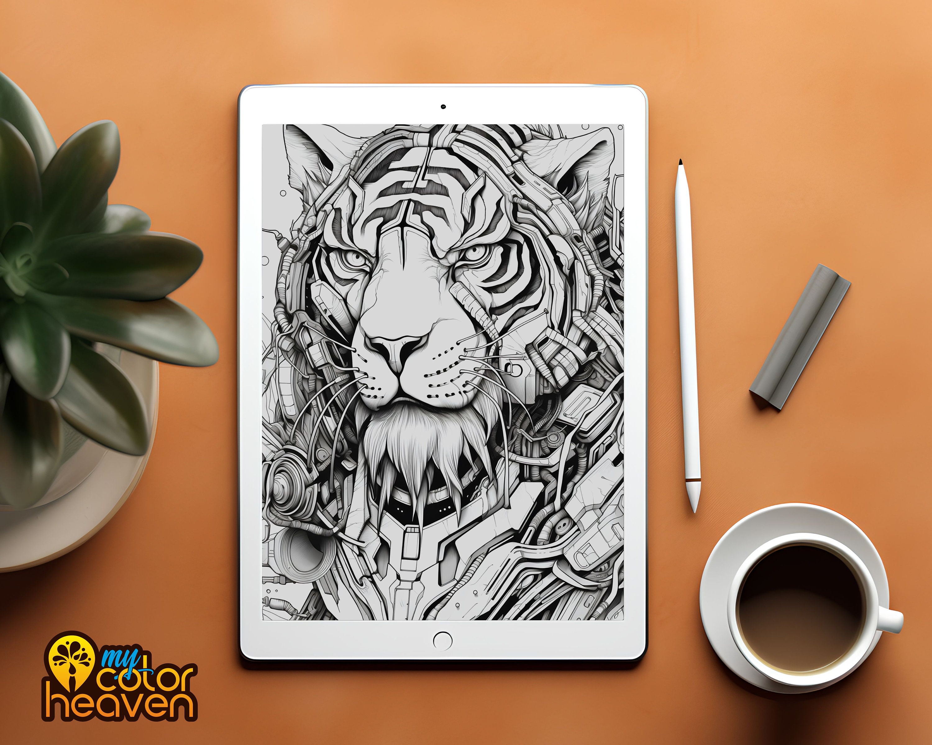 20 Cyberpunk Animals Coloring Book, Adults + Kids, Instant Download ...