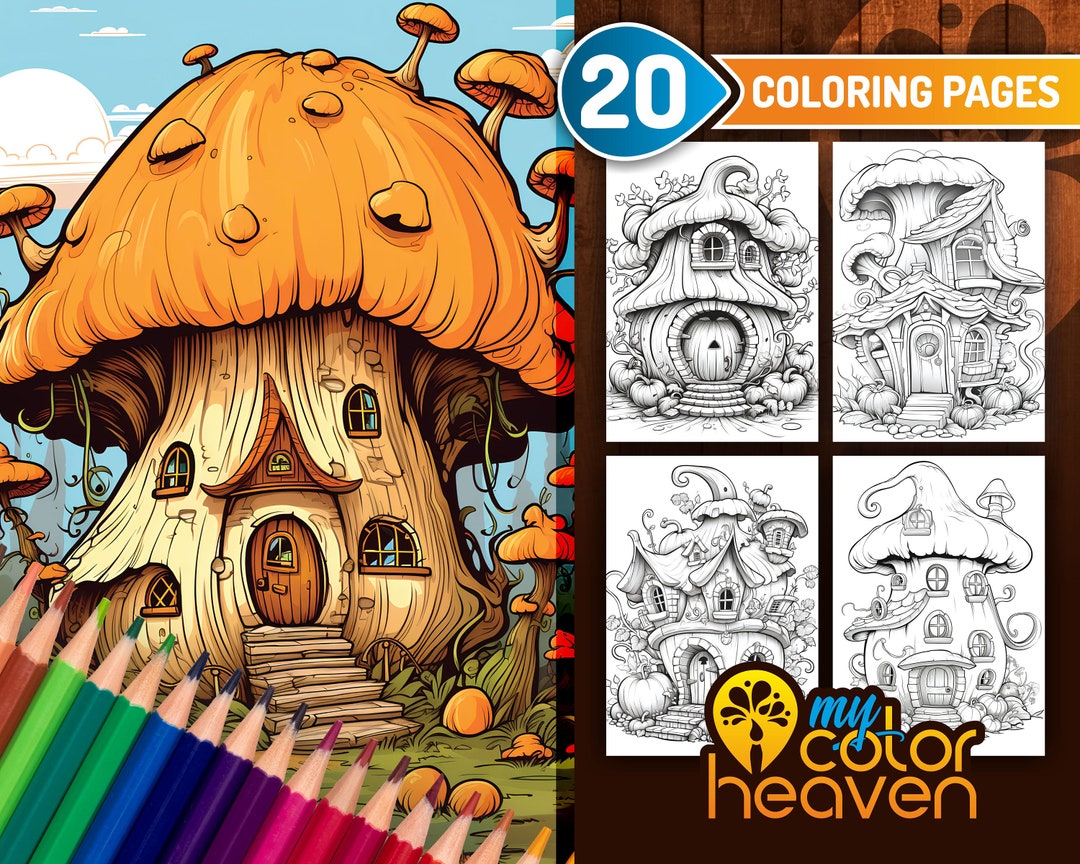 Pumpkin Fairy Houses Coloring Book, Halloween Art (PDF) - Etsy