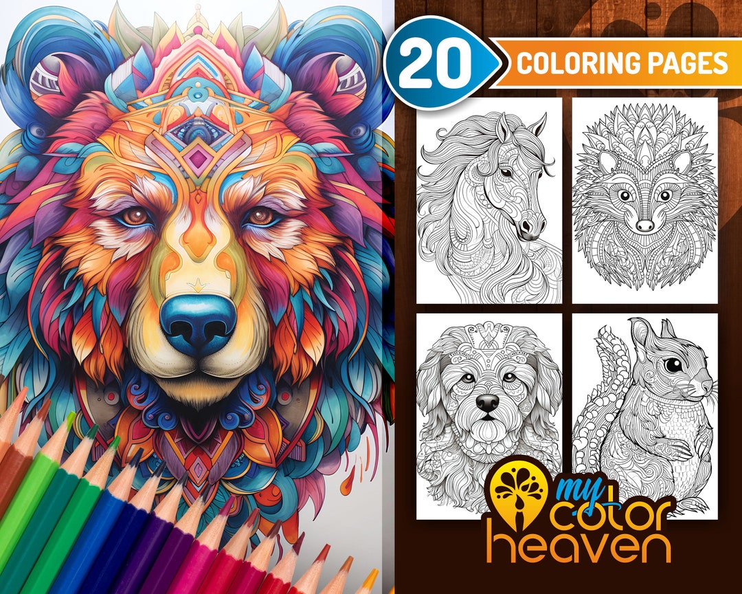 Animal Mandala Coloring Pages, for Adults Coloring Book, Animal ...