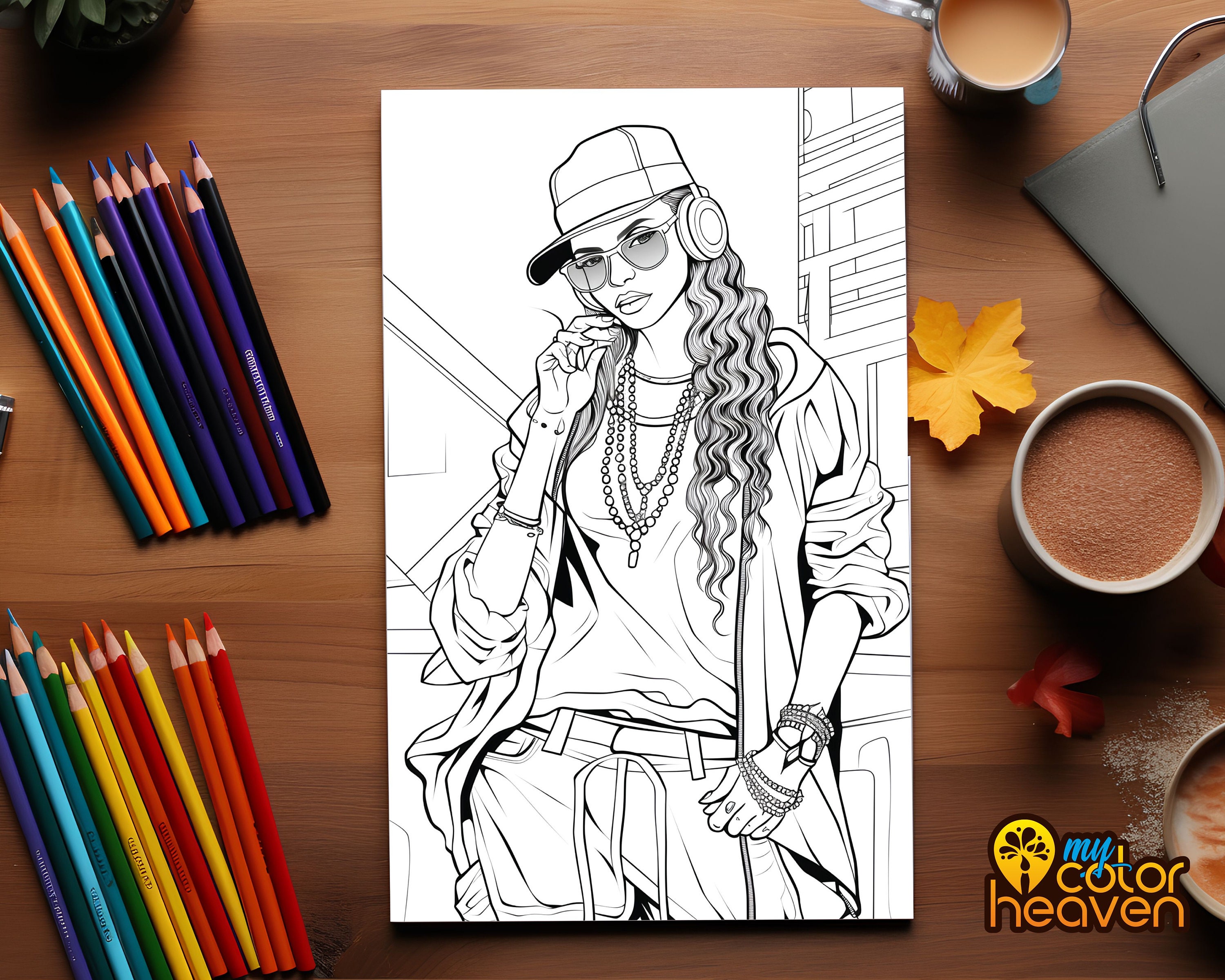 Hip Hop Woman Coloring Page, Coloring Book, Street Fashion, Coloring ...