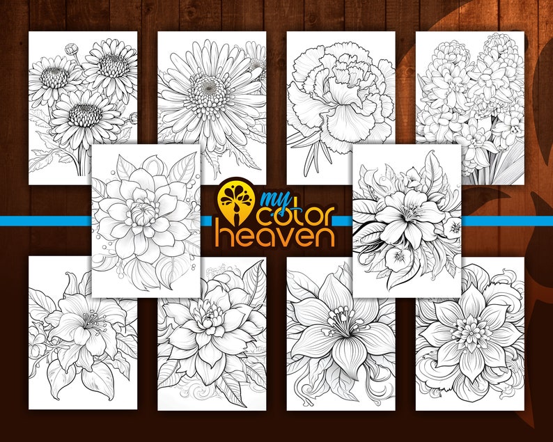 Flower Coloring Book Pages, Coloring Page for Adults and Children ...