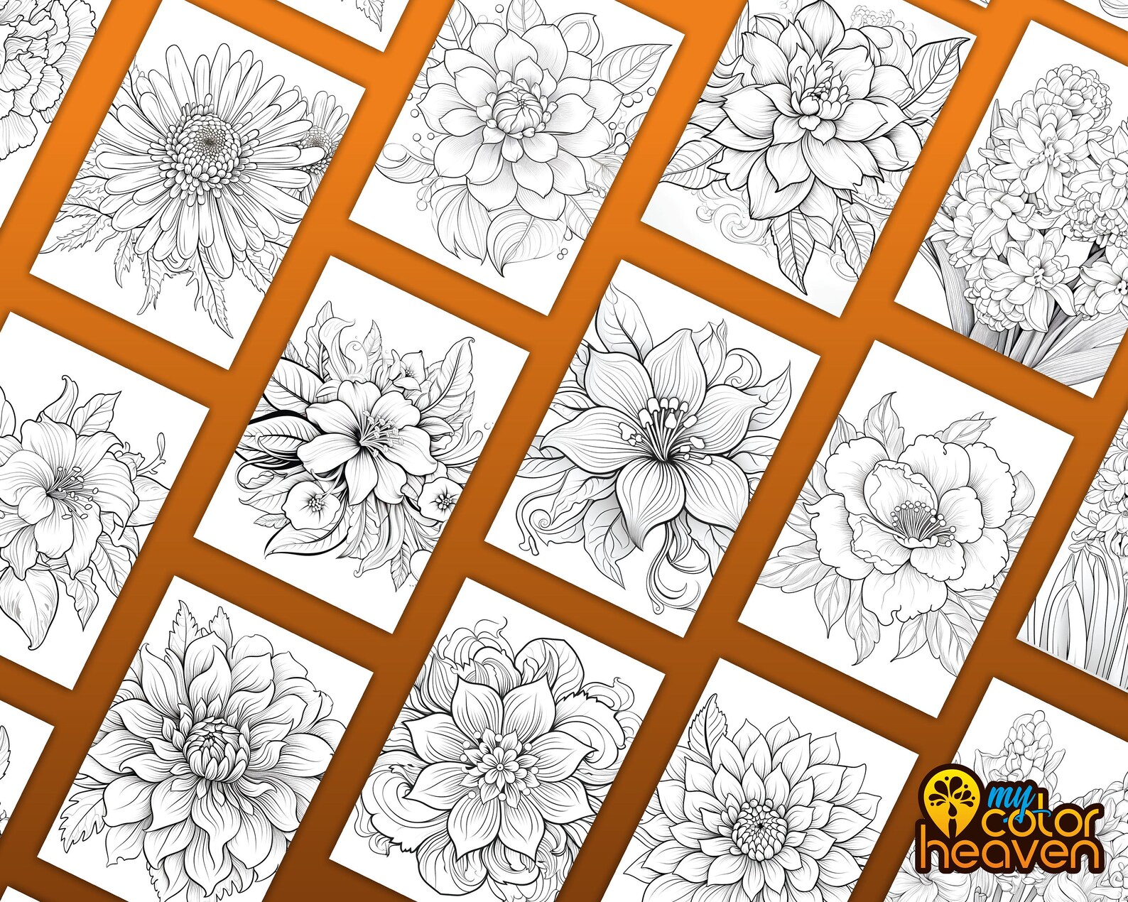 Flower Coloring Book Pages, Coloring Page for Adults and Children ...