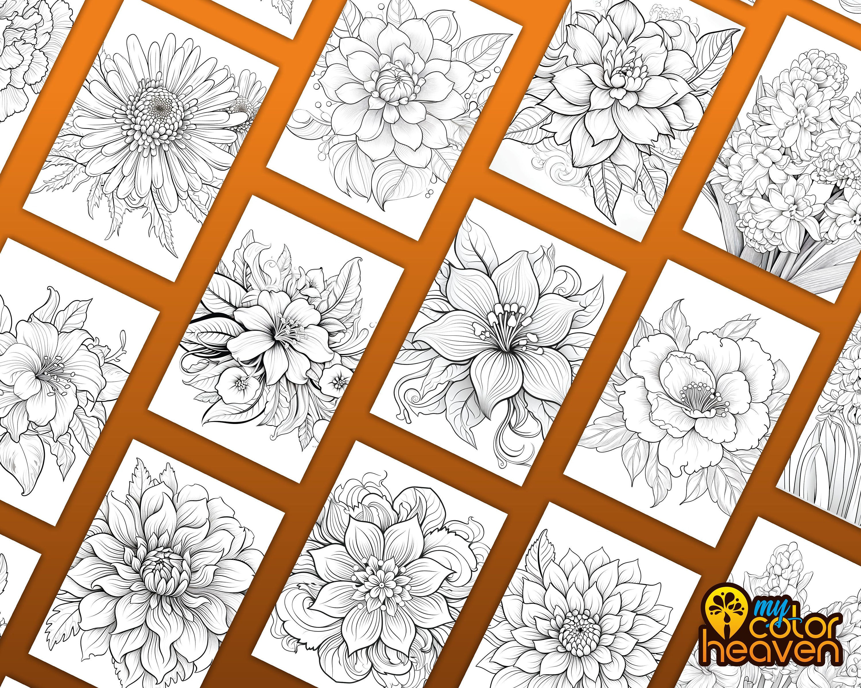 Flower Coloring Book Pages, Coloring Page for Adults and Children ...