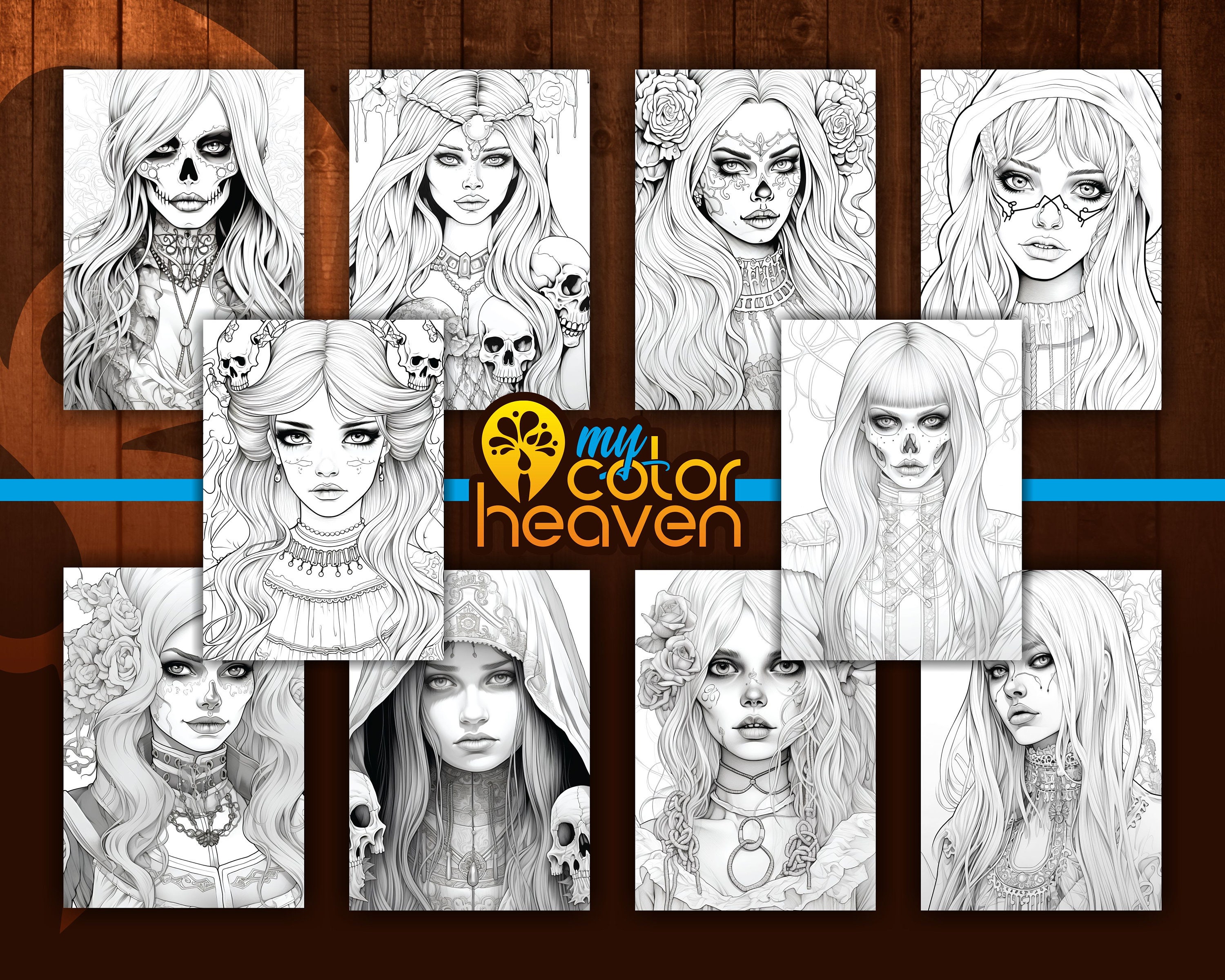 Beautiful Gothic Girl Coloring Page, Halloween Coloring Pages, Coloring ...