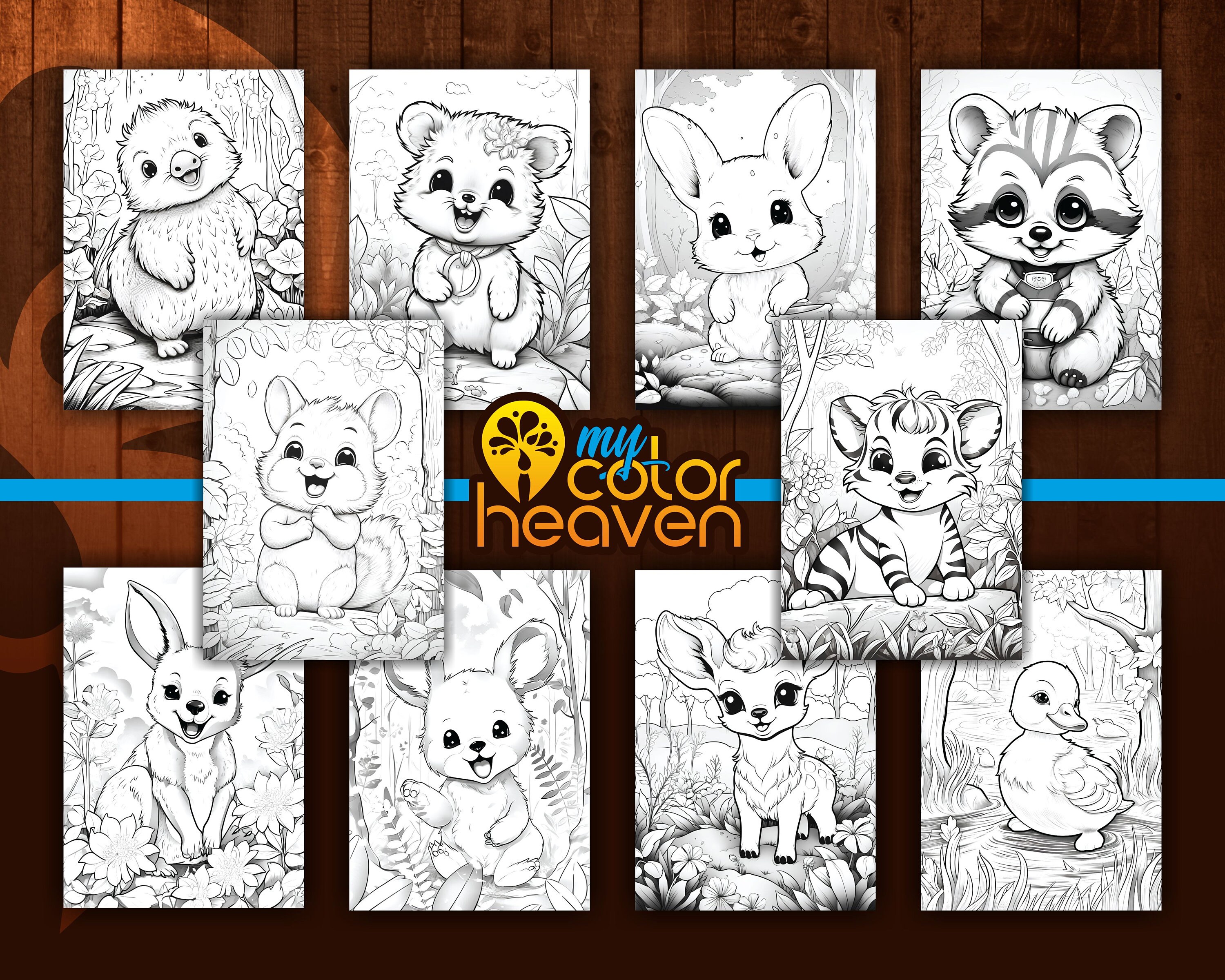 Cute Baby Animal Coloring Page, Kawaii, Adults Coloring, Forest ...