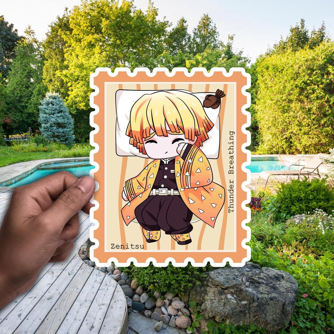 Demon Slayer Zenitsu Postal Stamp Stickers V3 Cute Kawaii Vinyl ...