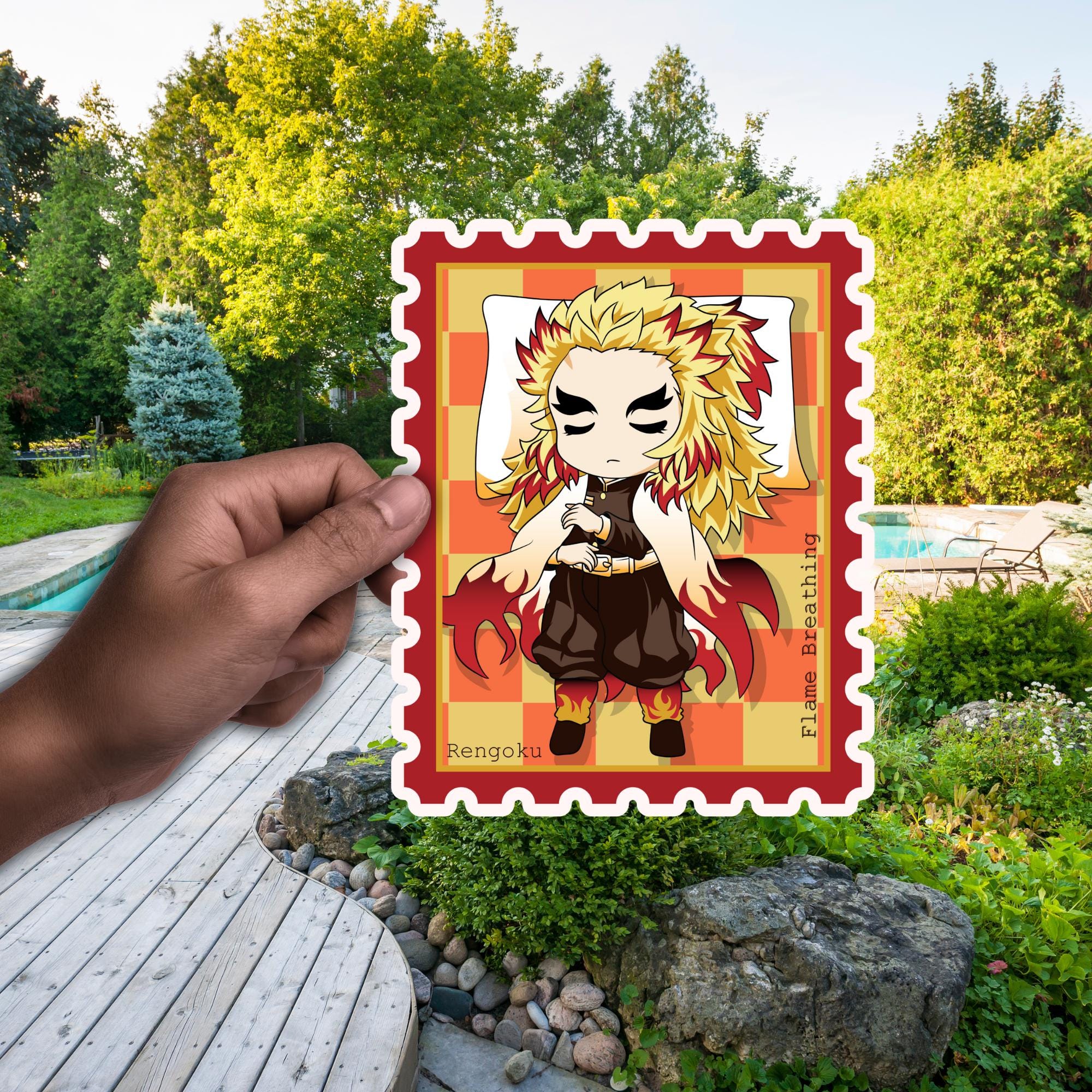 Demon Slayer Postal Stamp Stickers V5 Rengoku cute Kawaii Vinyl ...