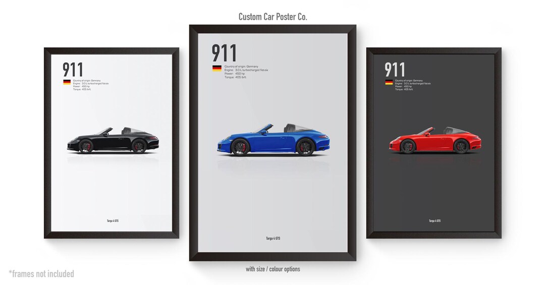 Porsche 911 Targa 4 GTS (991.2) Multi-colour Wall Art - Automotive Car ...