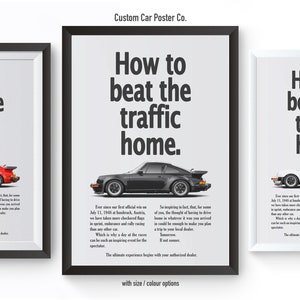 Porsche 911 (930) Turbo "beat the Traffic Home" Vintage Wall Art - Wall ...