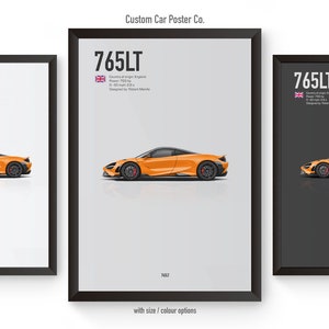 Mclaren 765LT Inspired Wall Art - Wall Decor Car Poster - Multi-colour ...