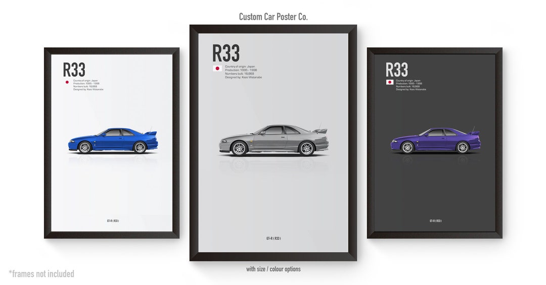 Nissan GT-R R33 Inspired Wall Art - Wall Decor Car Poster - Multi ...