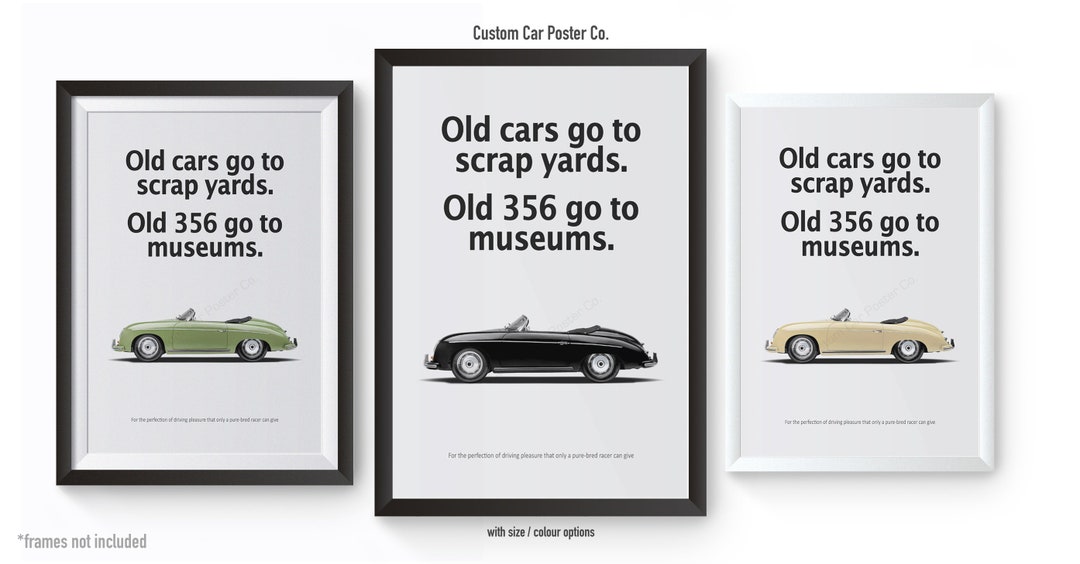 Porsche 356 "scrap Yard or Museum" Vintage Wall Art - Wall Decor Car ...
