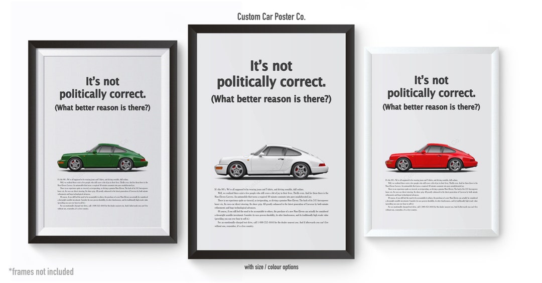 Porsche 911 (964) "not Politically Correct" Vintage Wall Art - Wall ...