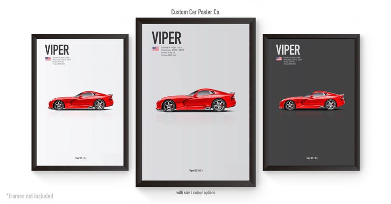 Dodge Viper SRT (5th Gen) Inspired Wall Art - Wall Decor Car Poster ...