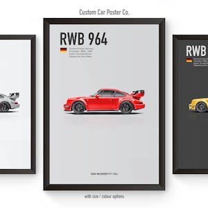 RWB Porsche 911 (964) Multi-colour Wall Art - Automotive Car Poster ...