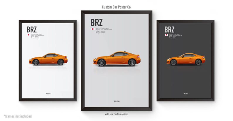Subaru BRZ (1st Gen) Inspired Wall Art - Wall Decor Car Poster - Multi ...