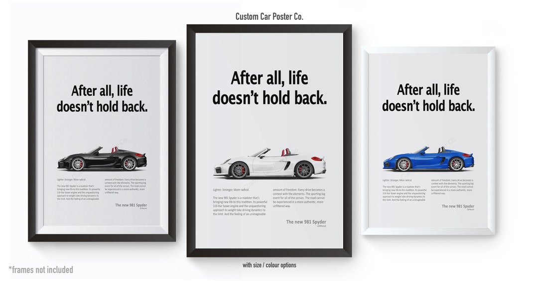 Porsche 981 Boxster Spyder "life Doesn't Hold Back" Vintage Styled Wall ...