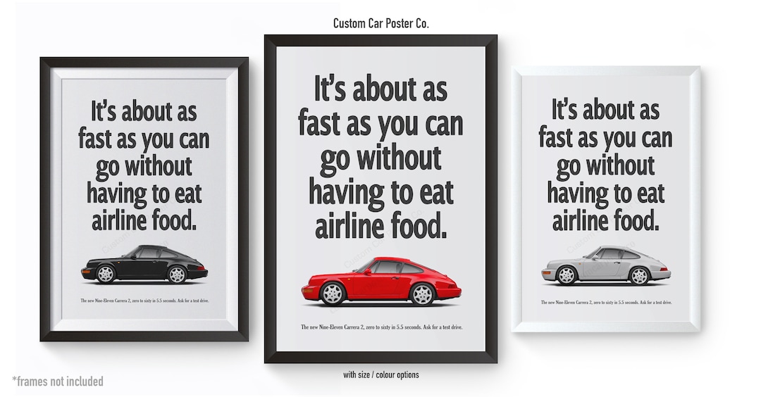 Porsche 964 "airline Food" Vintage Wall Art - Wall Decor Car Poster ...