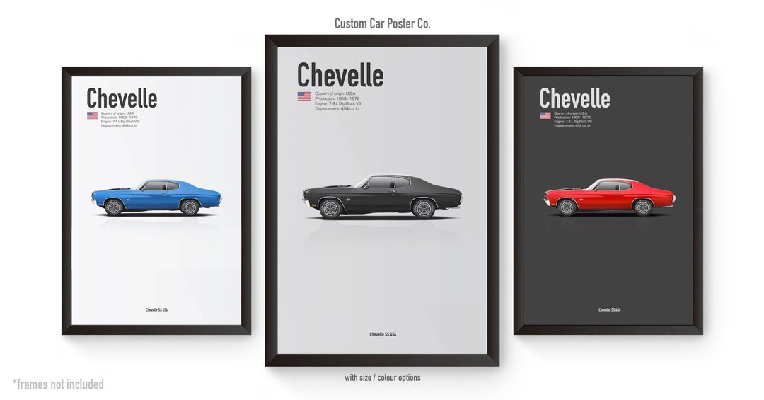 Chevrolet Chevelle SS 454 Inspired Wall Art - Multi-colour Muscle Car ...
