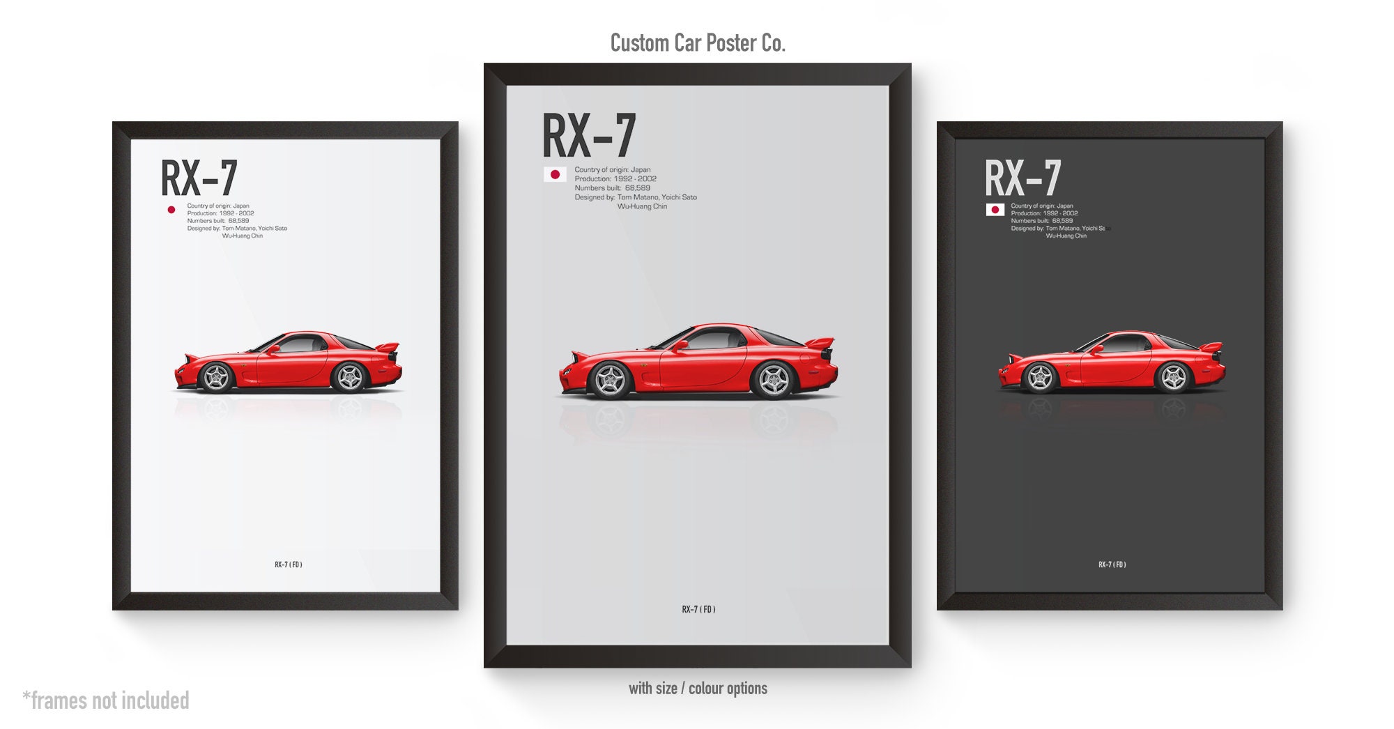 Mazda RX-7 (FD) Inspired Wall Art - Wall Decor Car Poster - Multi ...