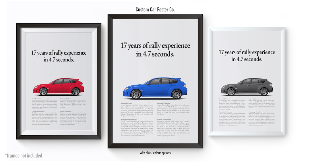 Subaru WRX STI Hatchback Vintage Wall Art - Rally Experience - Wall ...