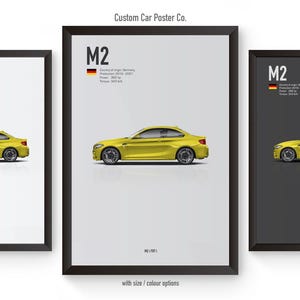 BMW M2 (F87) Multi-colour Wall Art - Automotive Car Poster Minimalistic Art Print - European ...
