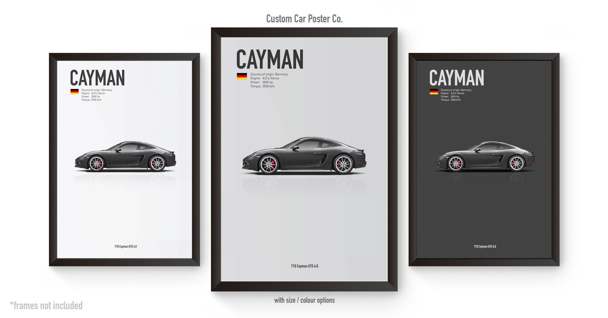 Porsche 718 Cayman GTS Multi-colour Wall Art - Automotive Car Poster ...