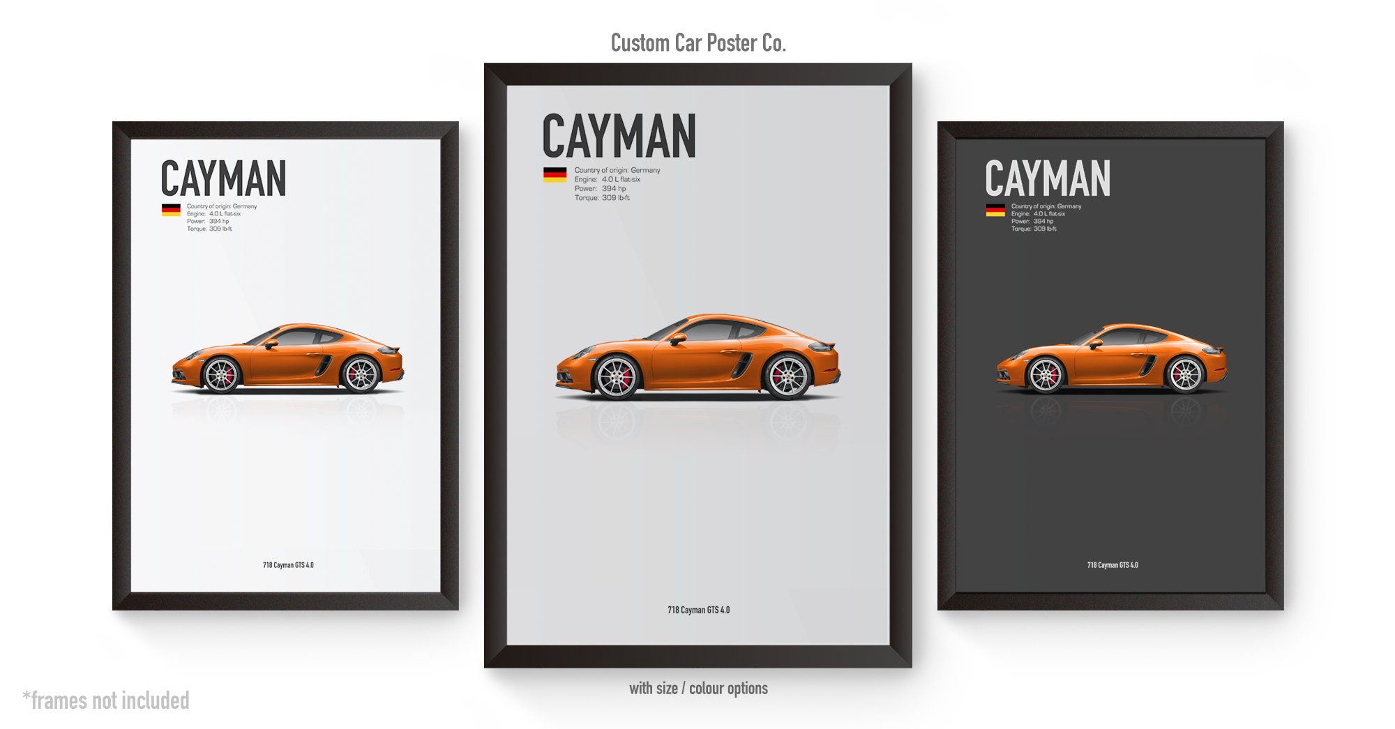 Porsche 718 Cayman GTS Multi-colour Wall Art - Automotive Car Poster ...
